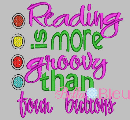 Reading is more Groovy than four buttons Saying Reading Pillow Quote w ...