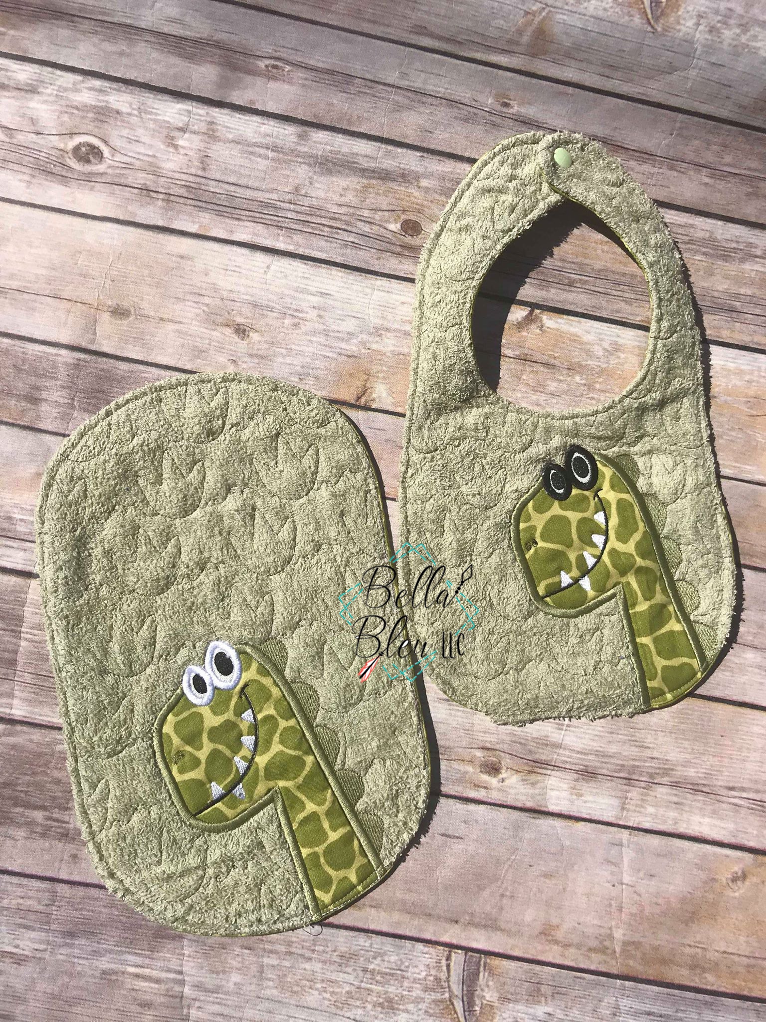 ITH In The hoop Baby Burp Cloth with T-Rex Dinosaur Pattern – Bella ...