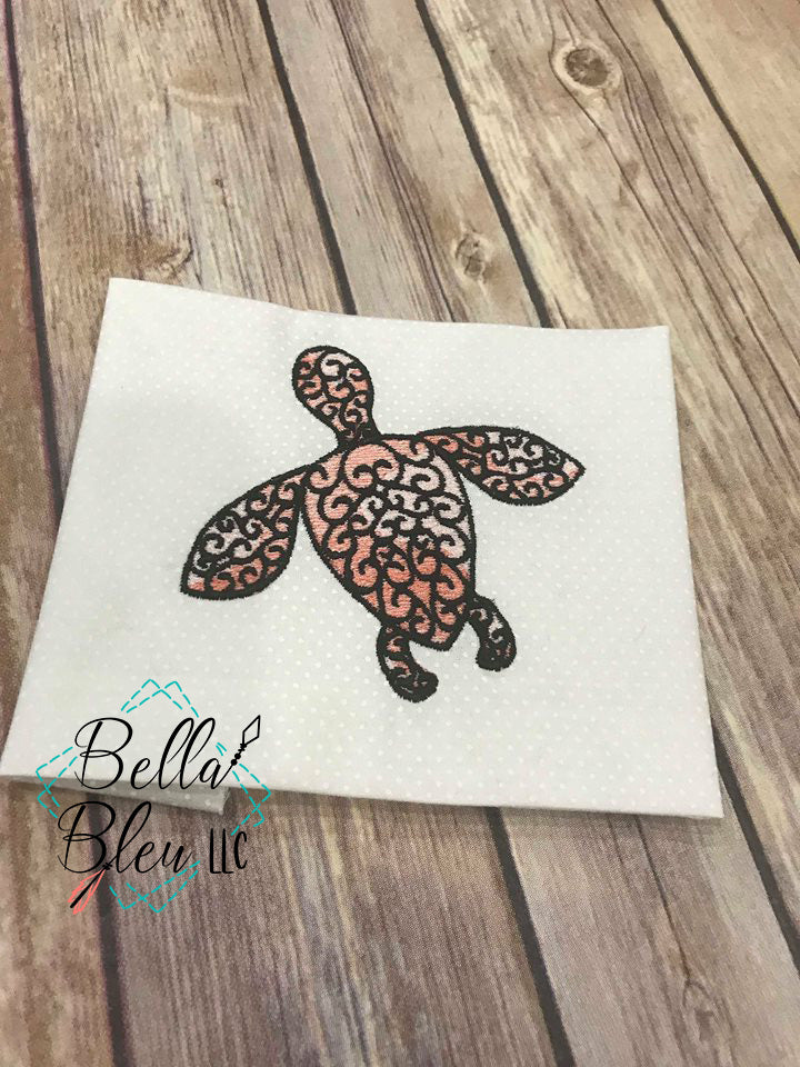 Sketchy Urban Nautical Sea Turtle fill Machine Embroidery design 5x5 ...